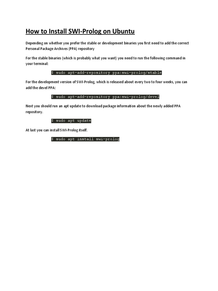 How To Install SWI-Prolog On Ubuntu: $ Sudo Apt-Add-Repository Ppa:swi ...