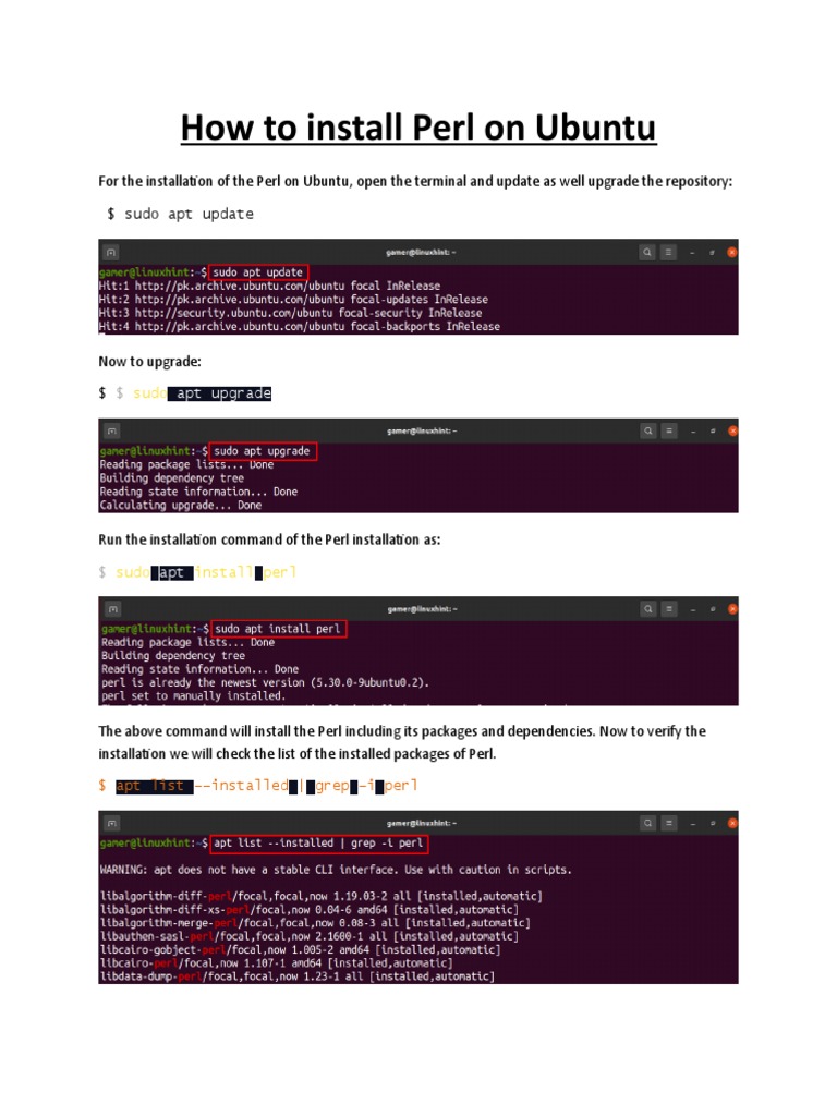 Perl Installation Pdf