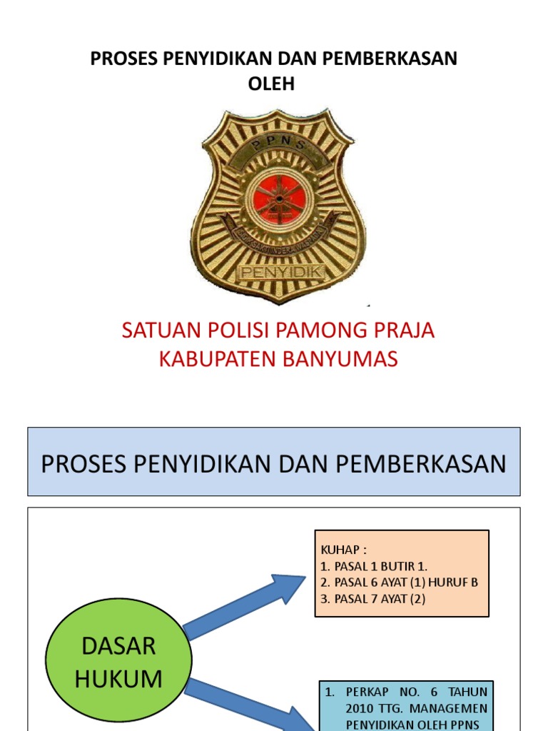 Power Point 2 Proses Penyidikan Dan Pemberkasan Oleh PPNS Satpol PP | PDF