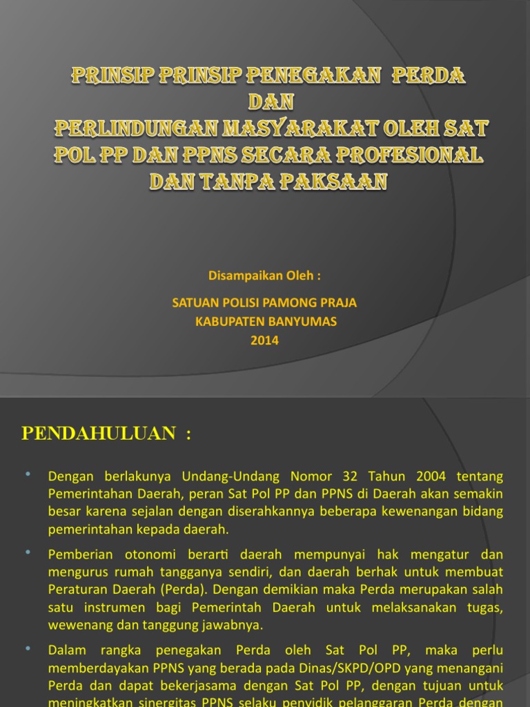 Power Point 3 Prinsip-Prinsip Penegakan Perda | PDF | Ilmu Sosial