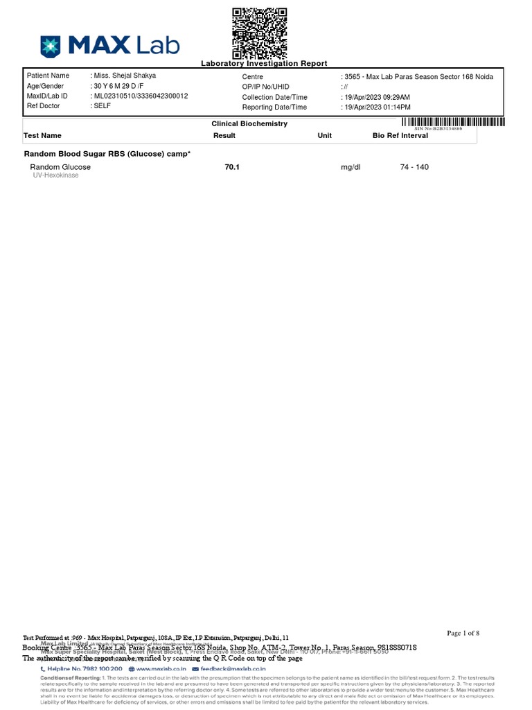 Max Lab Report | PDF | Body Fluids | Hematology