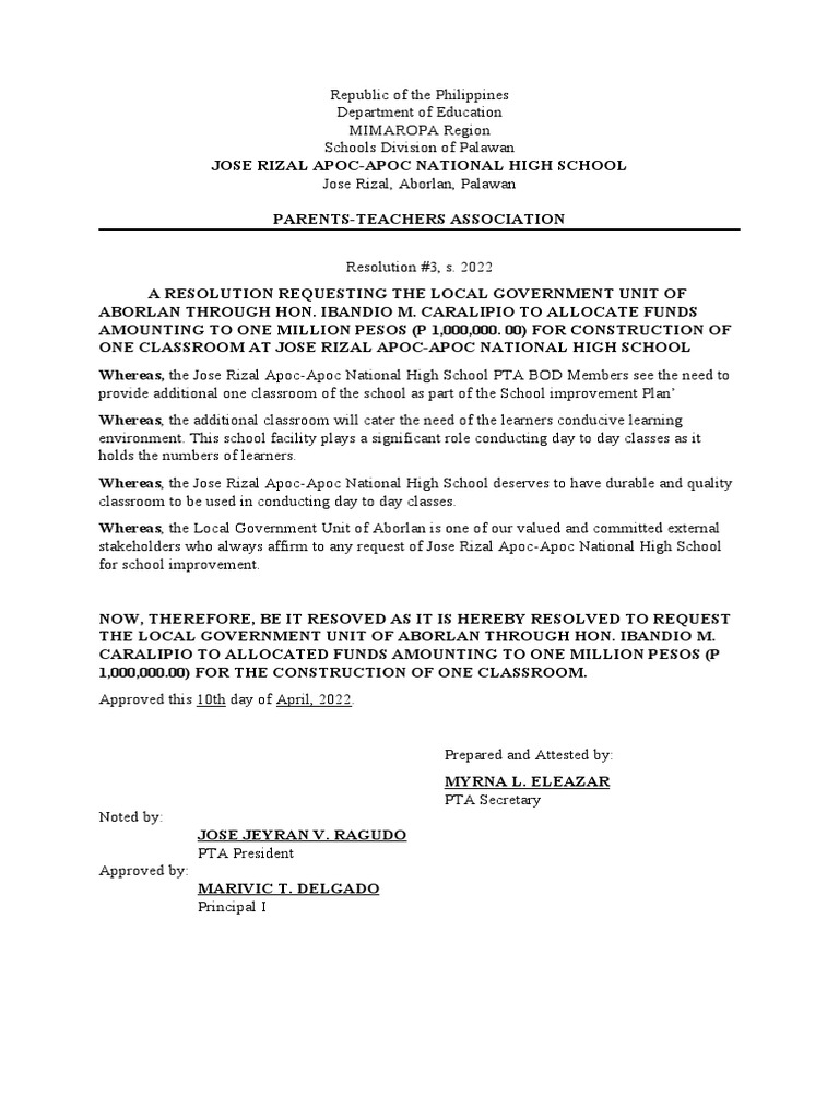 Resolution Pta | PDF