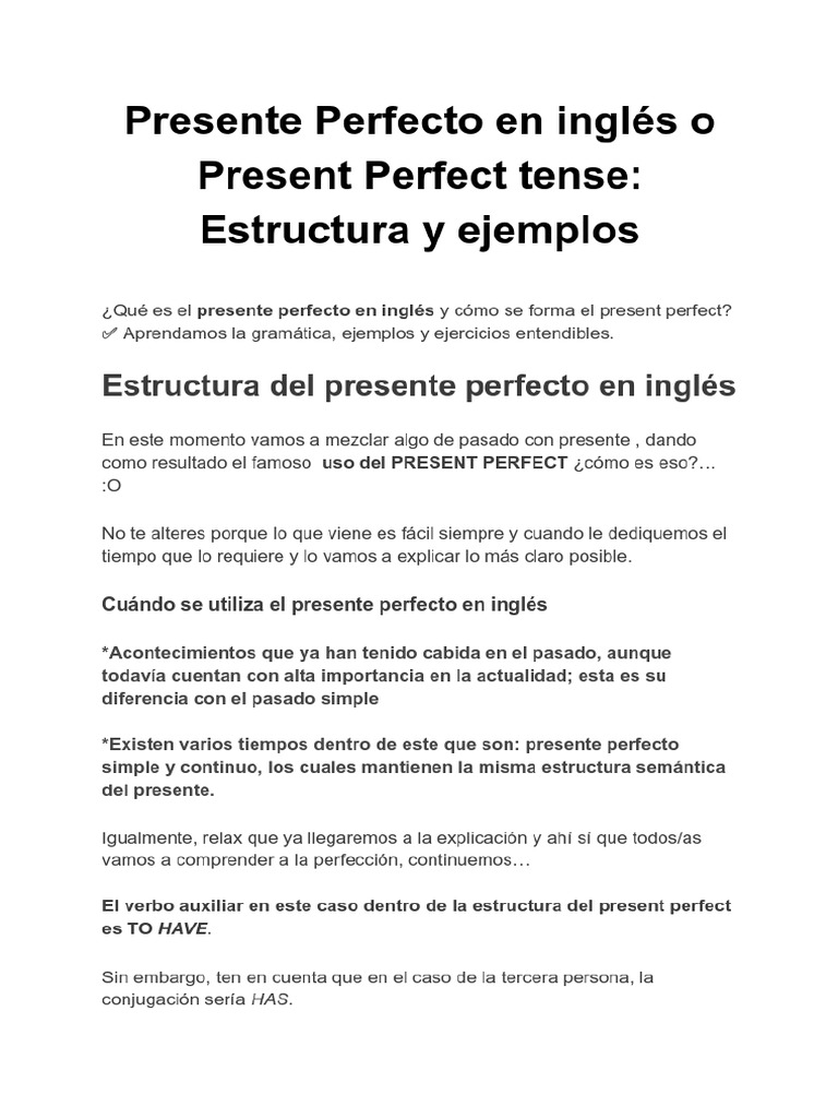 Presente Perfecto | PDF