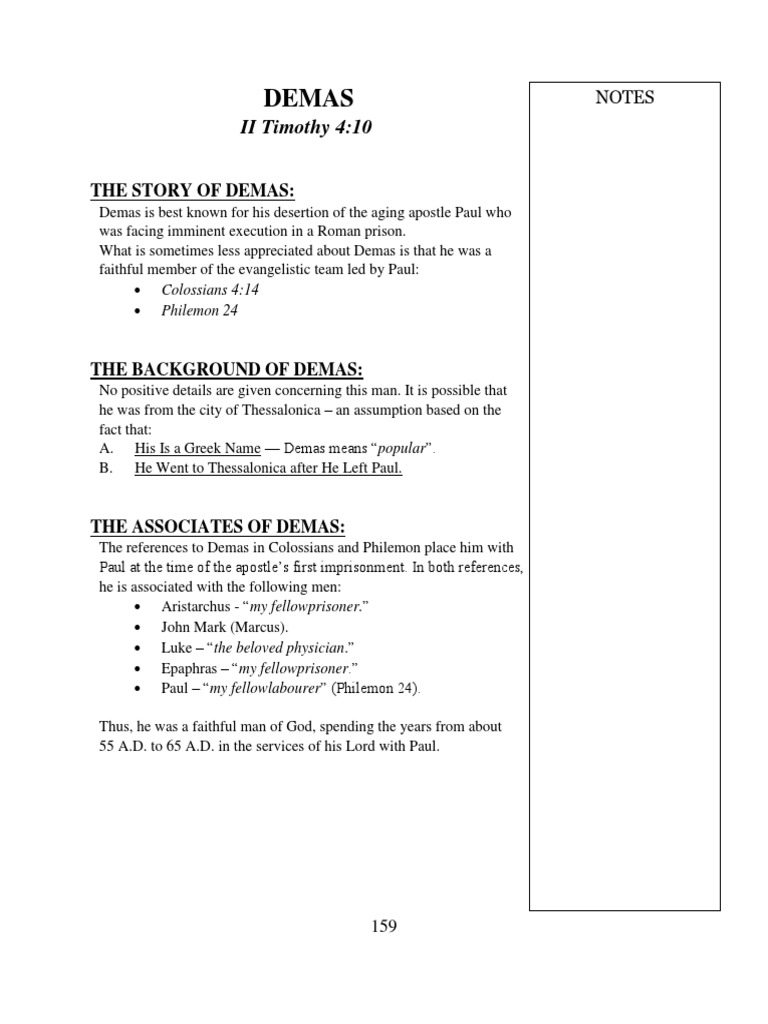 Demas | PDF | Paul The Apostle | Epistle To The Colossians