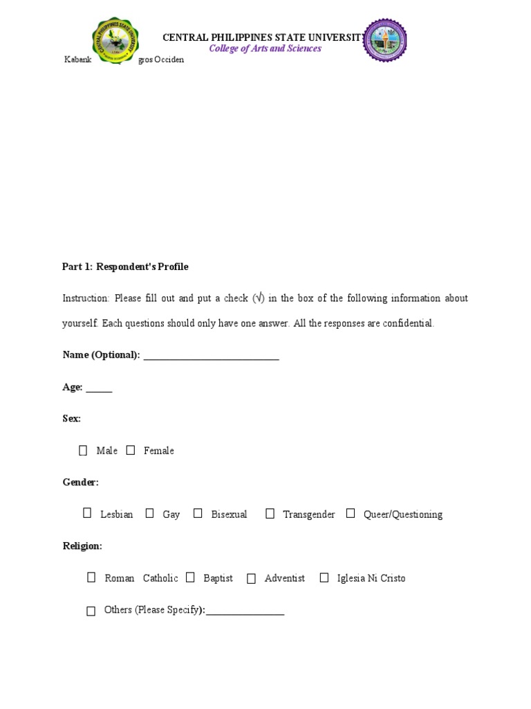Questionnaire | PDF | Homosexuality | LGBTQIA+ Studies