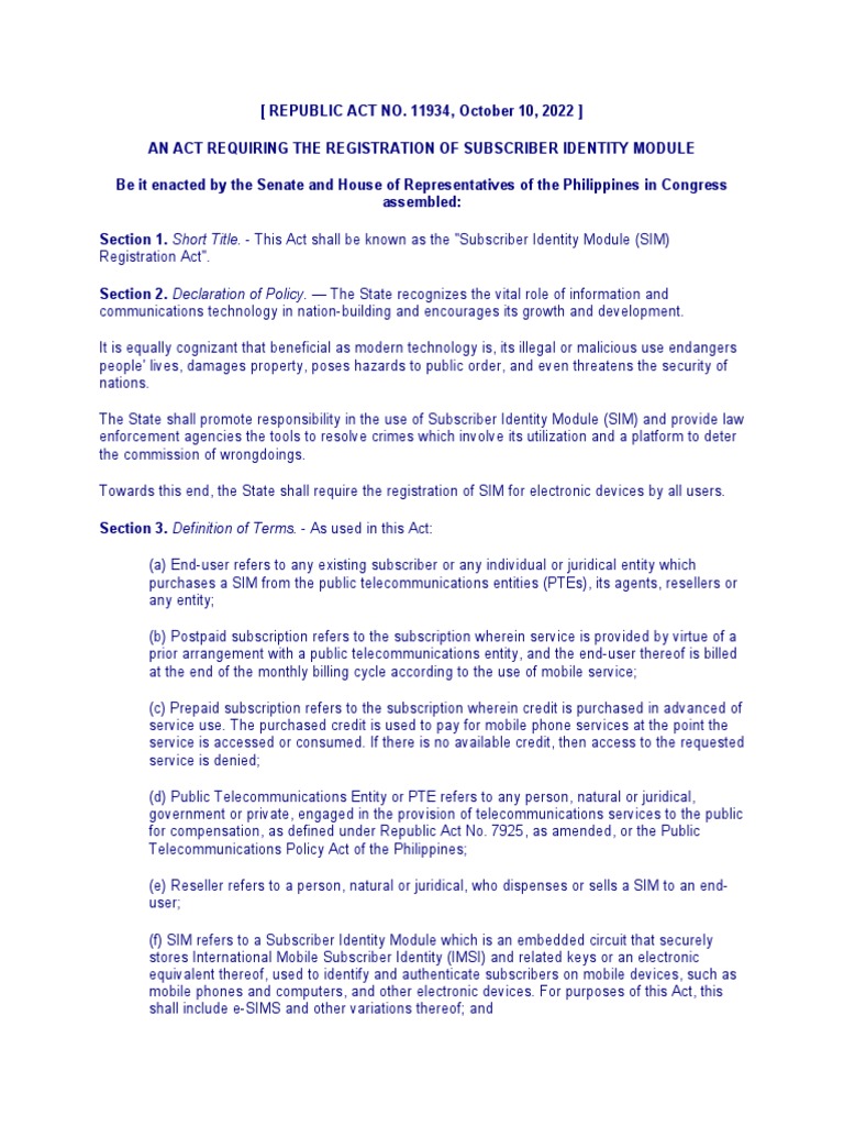 Ra 11934 | Download Free PDF | Identity Document | Justice