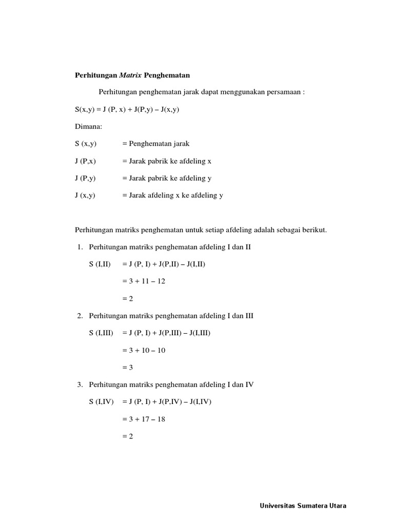 Matriks Penghitungan Penghematan Jarak Antar Afdeling dan Kebun | PDF