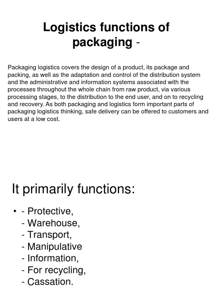Functions of Packaging in Logistics | PDF | Packaging And Labeling ...