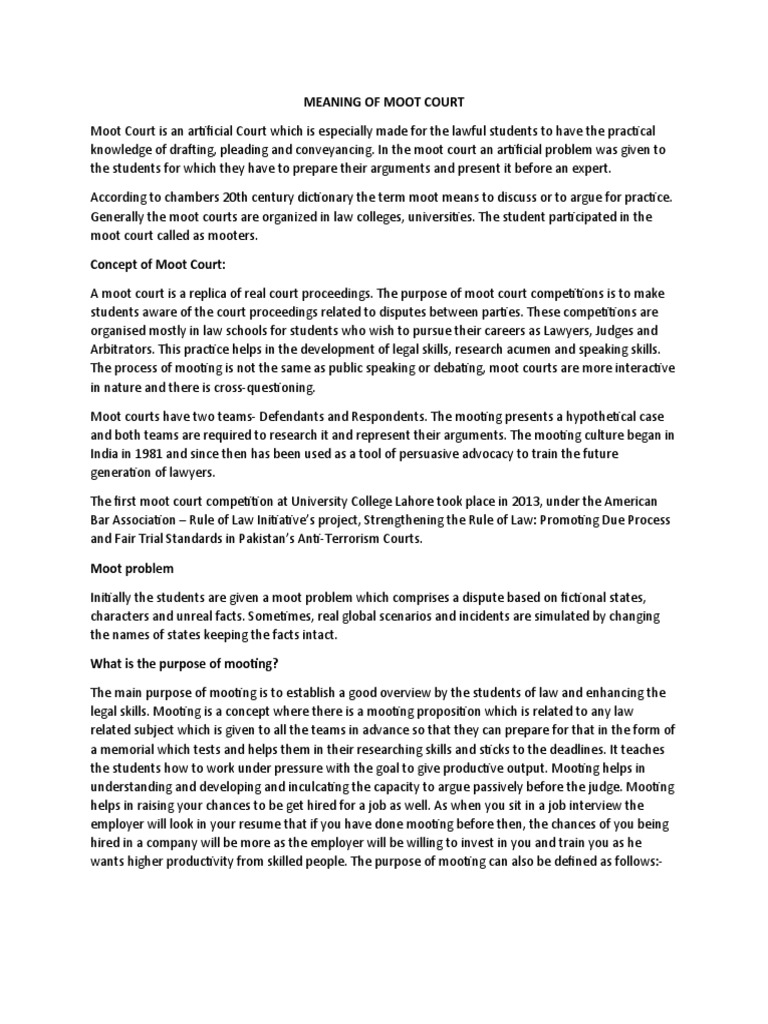 Meaning of Moot Court | PDF | Trials | Mootness