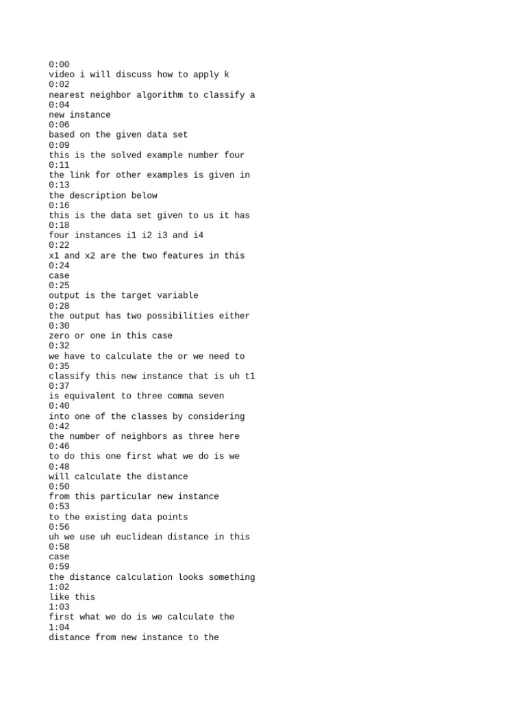 Solved Example K Nearest Neighbors Algorithm Weighted KNN To Classify New Instance by Mahesh ...