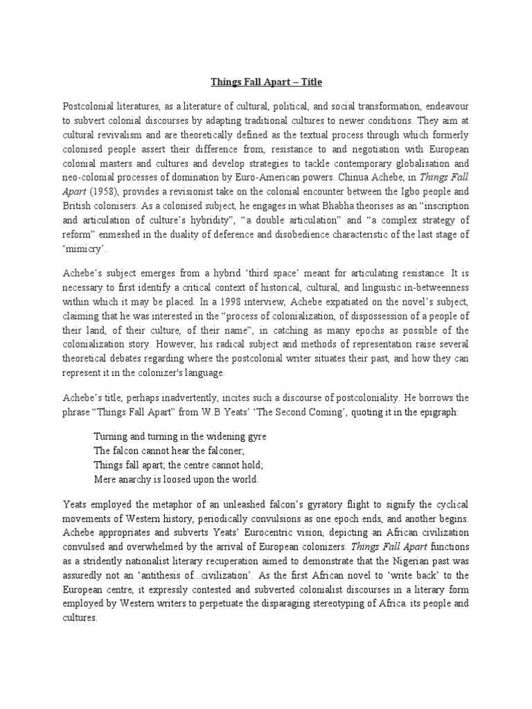 Things Fall Apart - Title | PDF