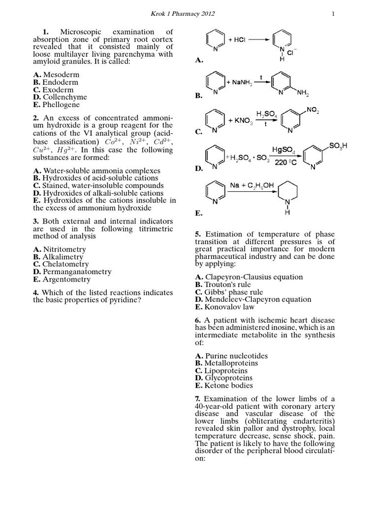 Krok 1 Pharmacy 2012 | PDF | Acid | Chemical Polarity