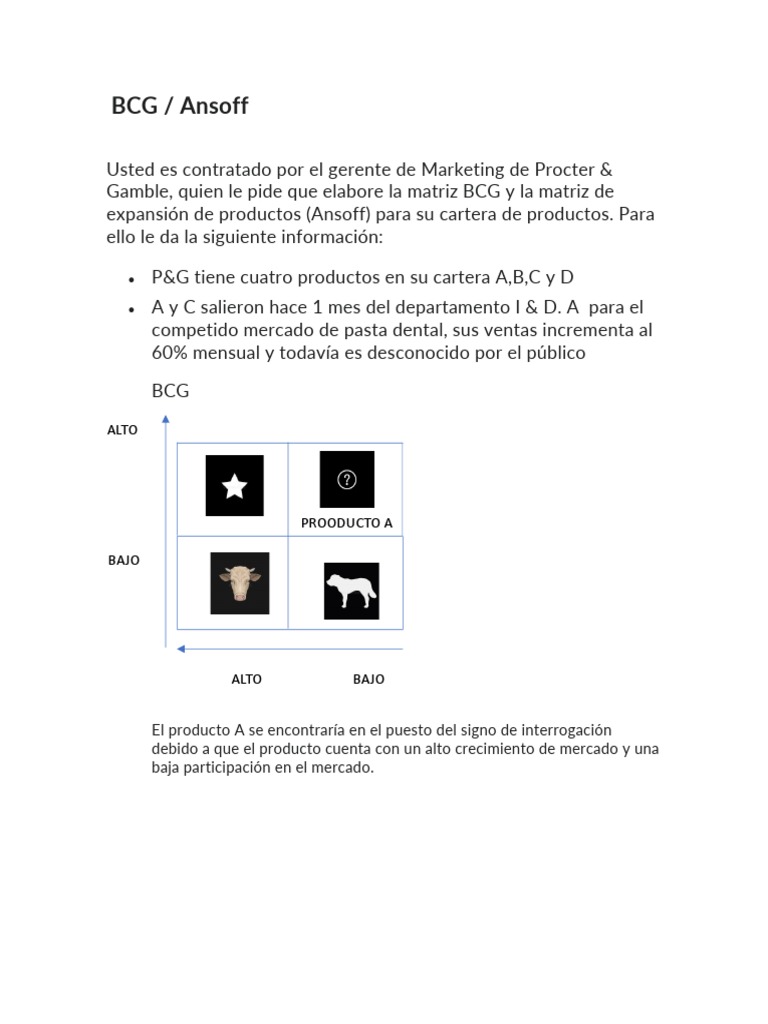 Análisis de Matrices BCG y Ansoff en P&G | PDF | Procter & Gamble ...