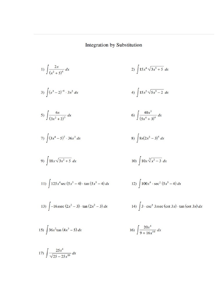 Integral by Parts Worksheet | PDF