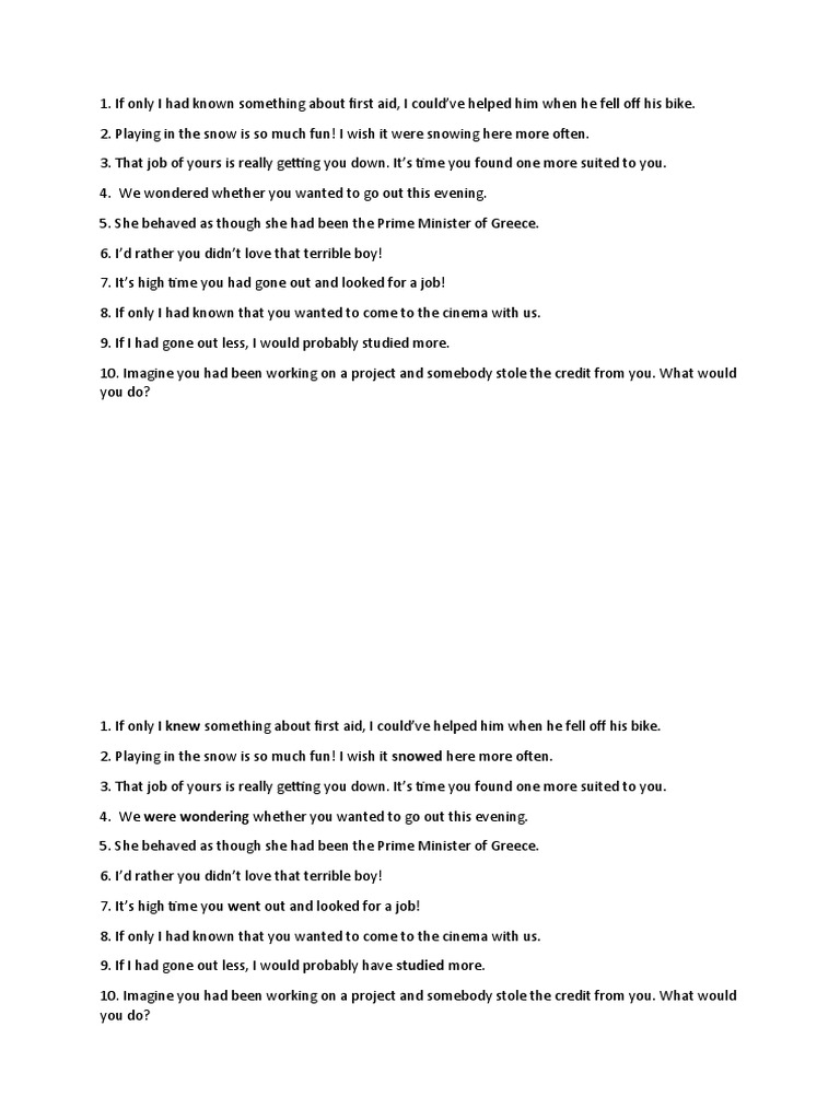 Examples of Unreal Sentences | PDF