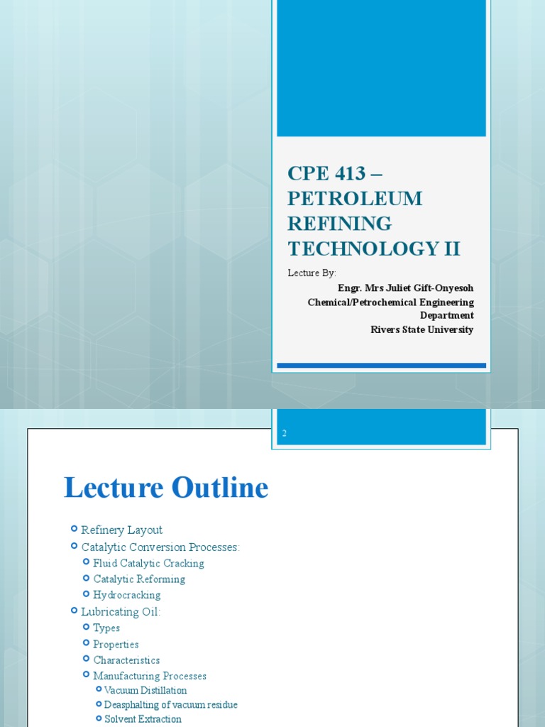 Petroleum Refining Chemistry Slids | PDF | Cracking (Chemistry) | Catalysis