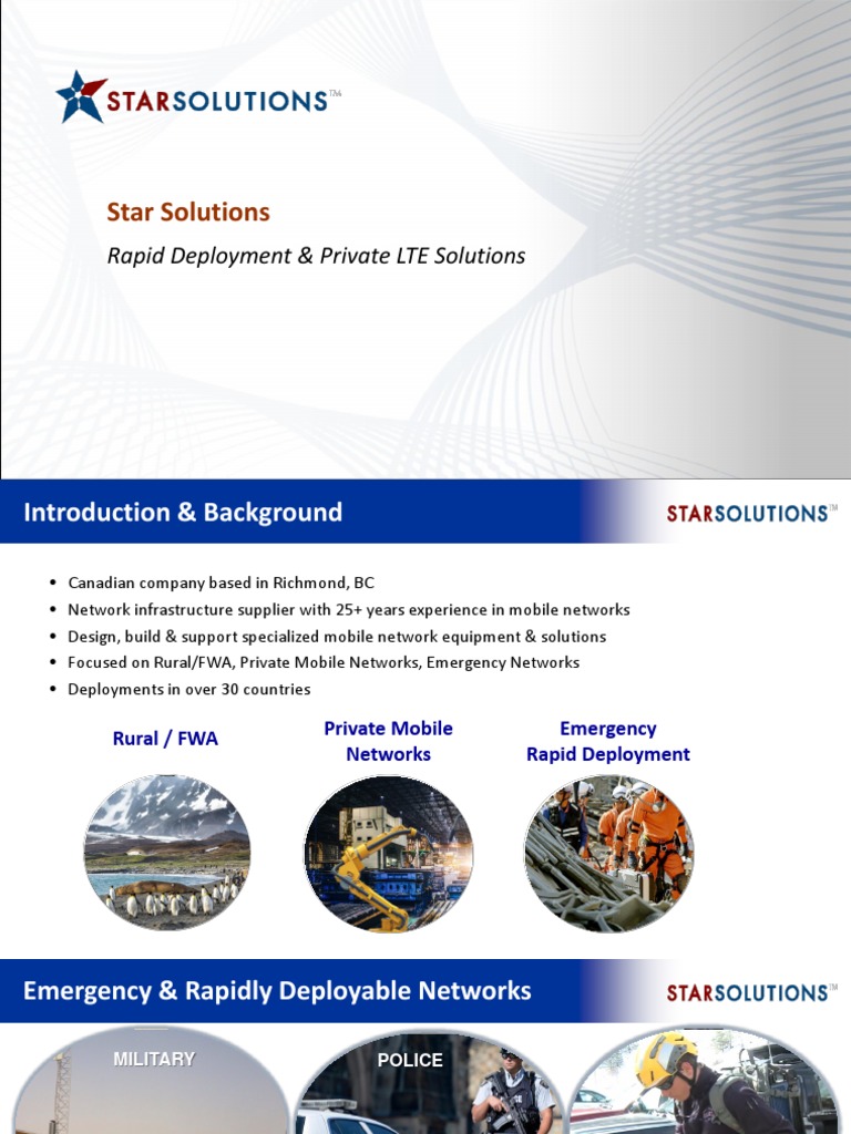 Star Solutions - Rapid Deployment & Private LTE | PDF | Lte (Telecommunication) | Cellular Network