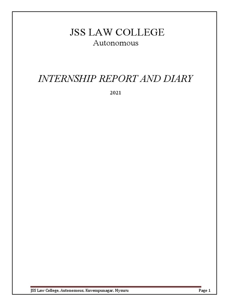 Jss Law College: Internship Report and Diary | PDF | Learning