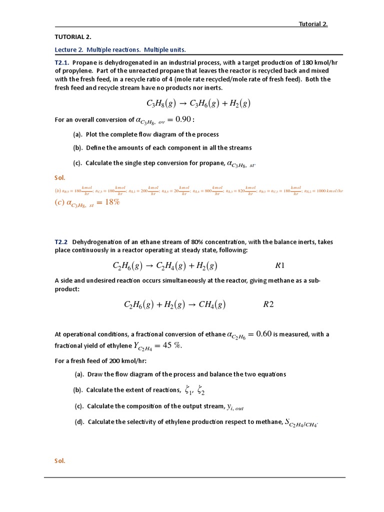 Tutorial 2. With Solutions | PDF | Process Engineering | Industrial Gases