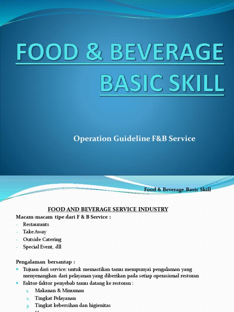 Basic Food & Beverage Service Skill | PDF