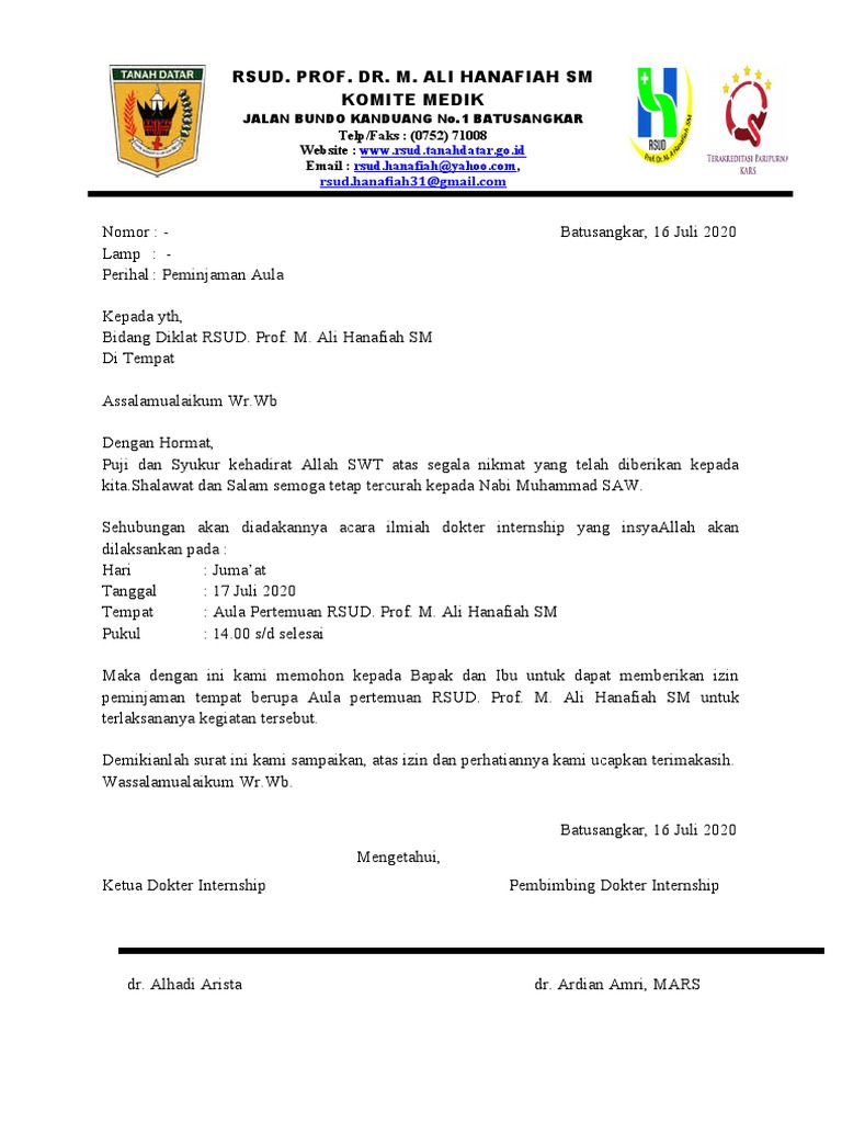 Surat Peminjaman AULA | PDF