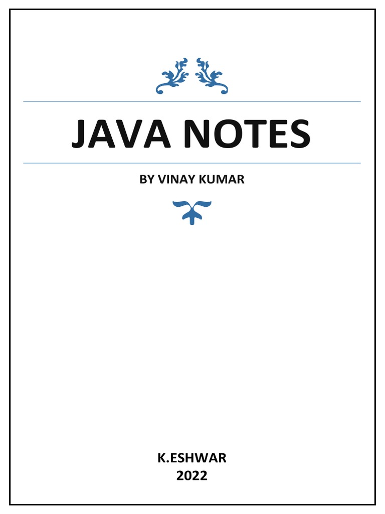 Java Notes: by Vinay Kumar | PDF | Java Virtual Machine | Java ...