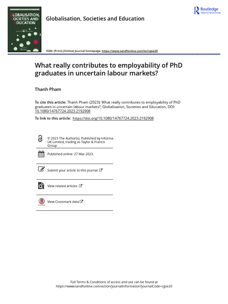 What Really Contributes To Employability of PHD Graduates in Uncertain ...