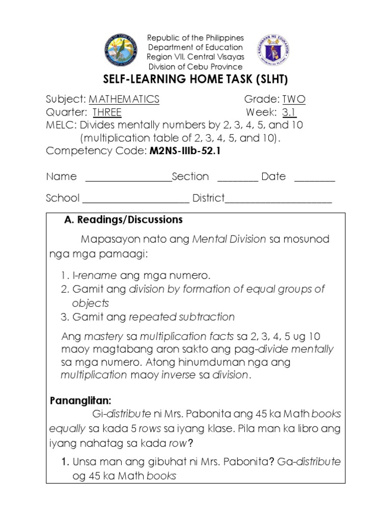 SLHT Math2 Q3 Week3. | PDF