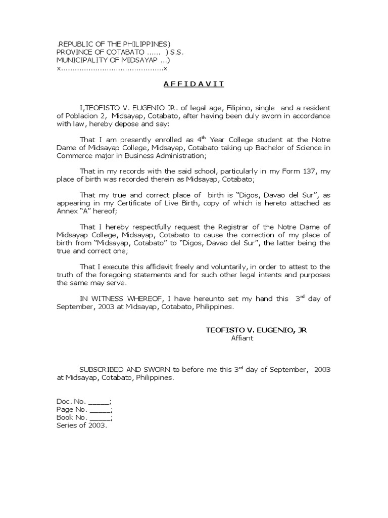 Affidavit | PDF | Politics | Law