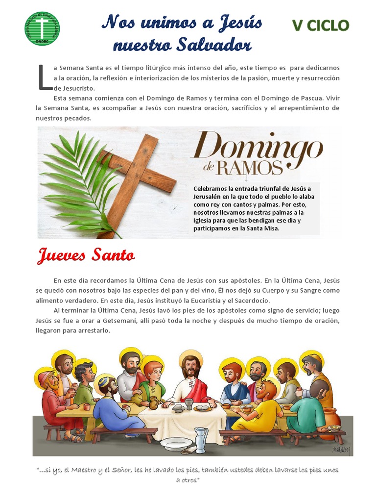 SEMANA SANTA 5to y 6to Grado | PDF | Pascua de Resurrección | eucaristía