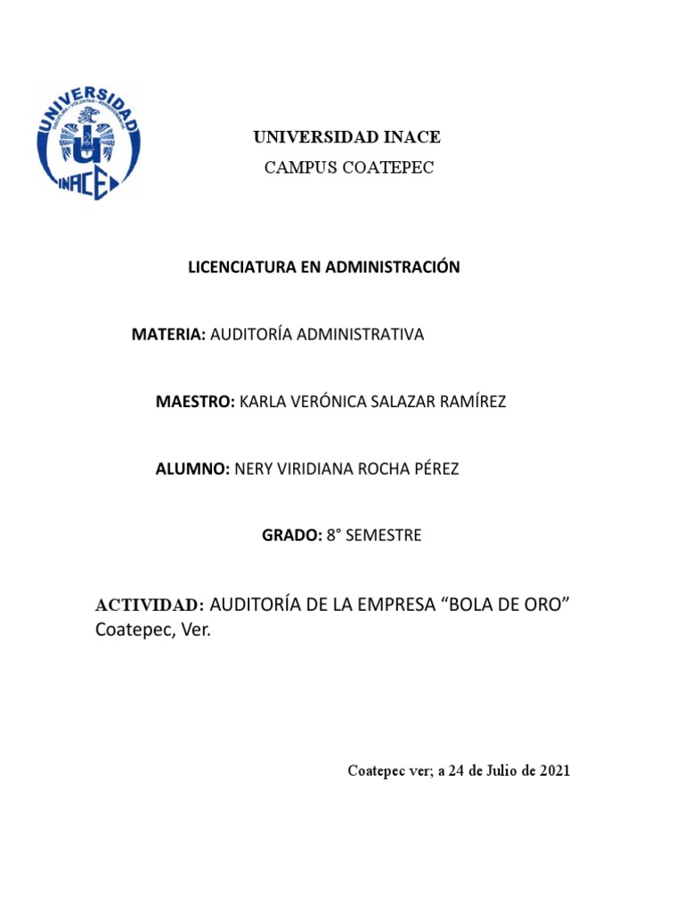 Auditoria Cafe Bola de Oro Coatepec Ver | Descargar gratis PDF ...