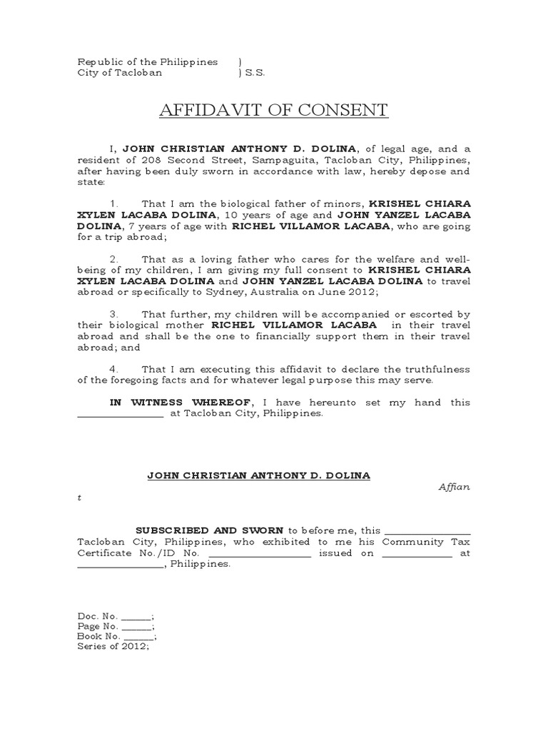 Affidavit of Consent Ni Richel | PDF