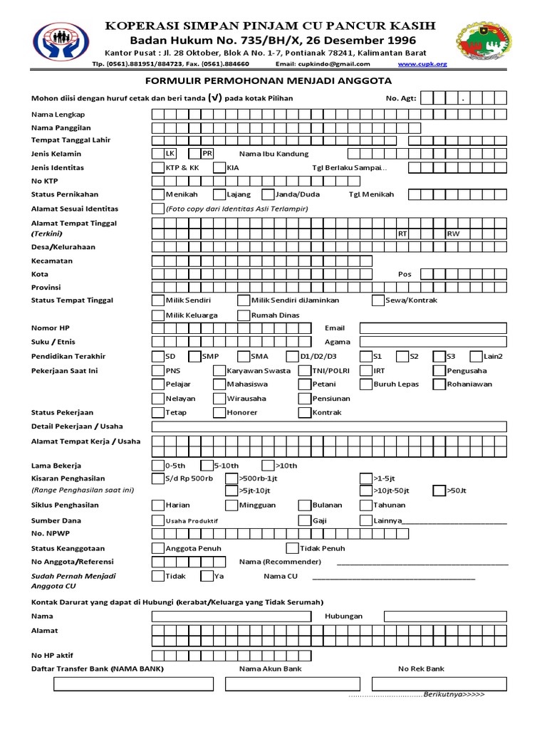 Formulir Anggota 2019 1 | PDF