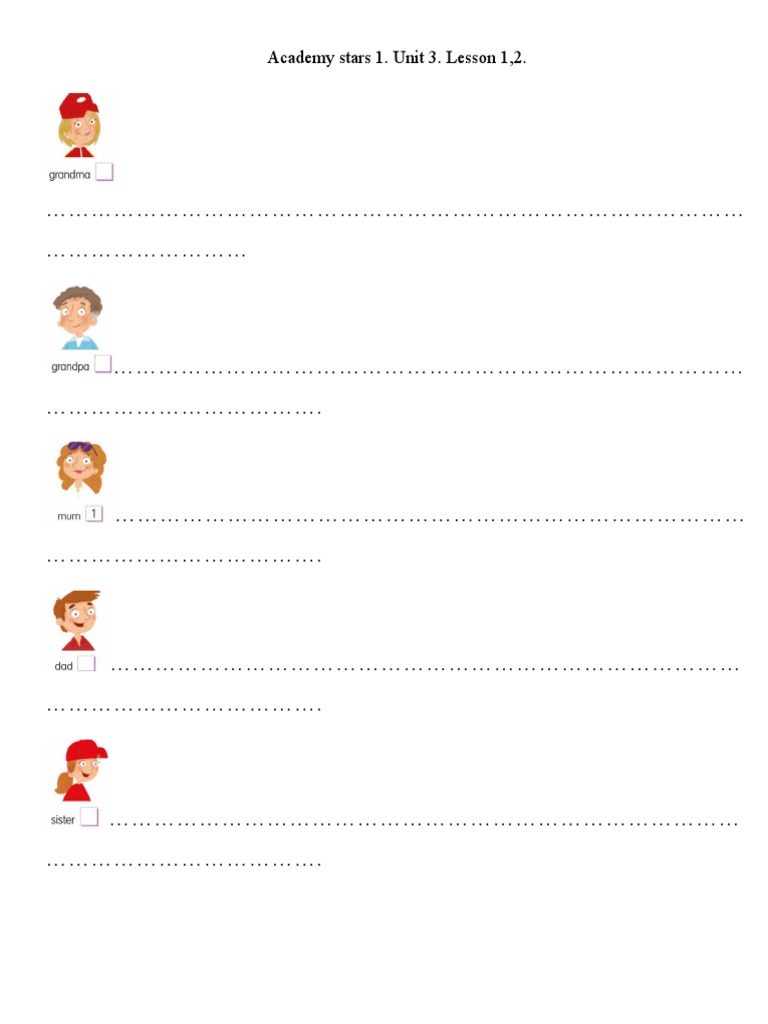 Dictation Academy Stars 1 Unit 3, Lesson 1,2 | PDF