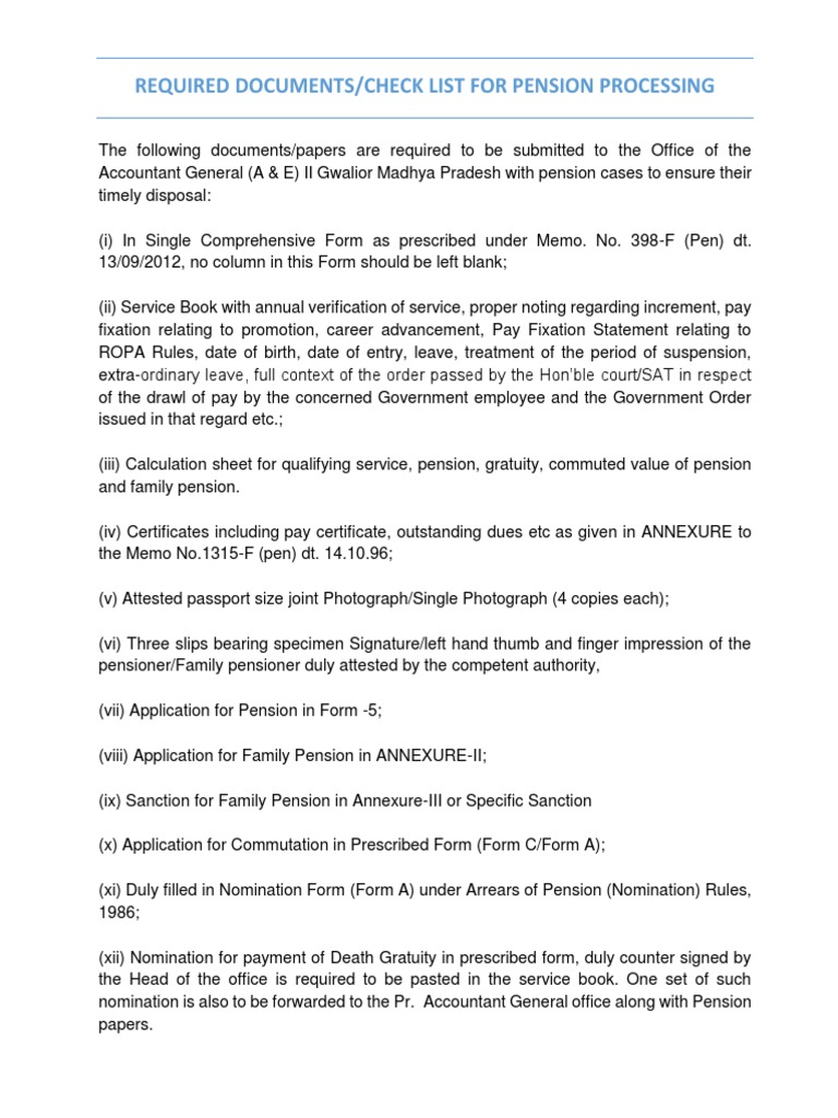 Pension Check List 20200720125633 | PDF | Pension | Social Institutions