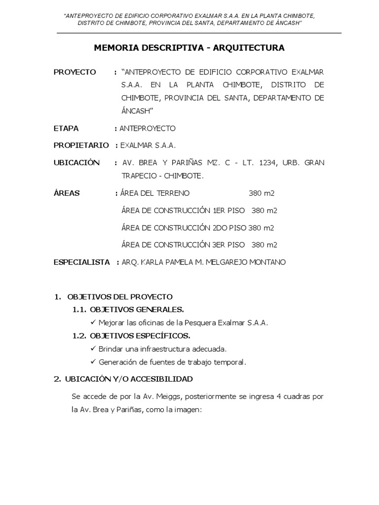 Memoria Descriptiva - Arquitectura | PDF | Bienes raíces | Ingeniería