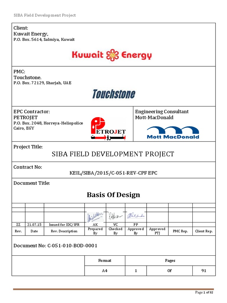Koc Design Basis | PDF | Pipeline Transport | Pipe (Fluid Conveyance)