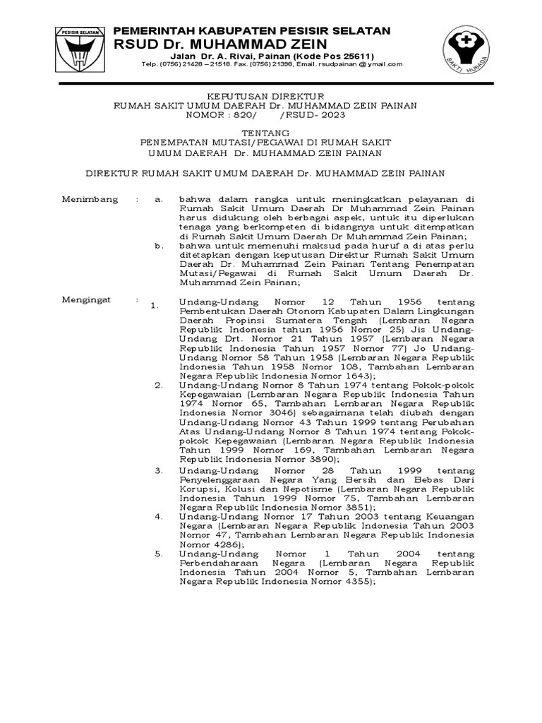 SK MUTASI Dr. Fani Marisa | PDF