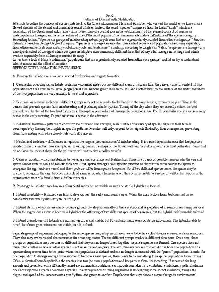 Patterns With Descent Modification and Development of Evolutionary ...