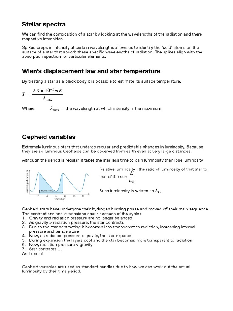 IB Physics - D.2 Stellar Characteristics and Stellar Evolution | PDF ...