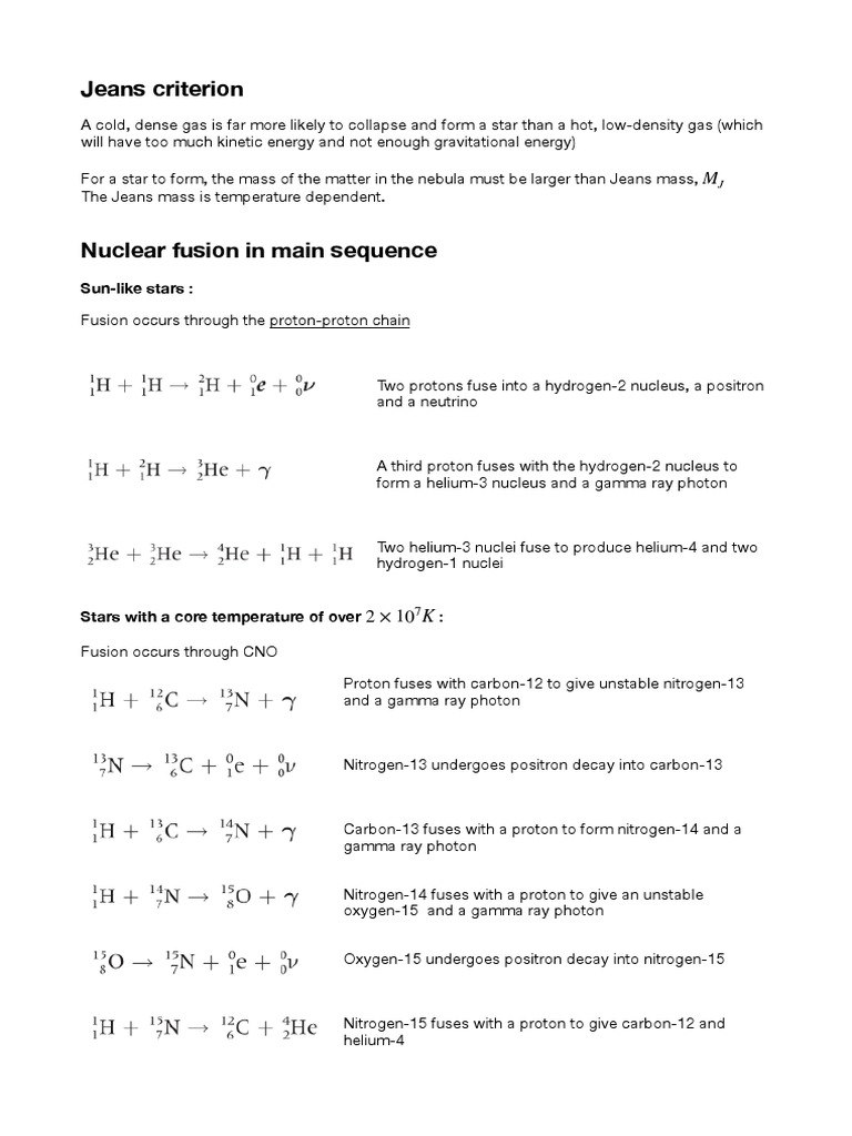 IB Physics - D.4 Stellar Processes AHL | PDF | Supernova | Stars