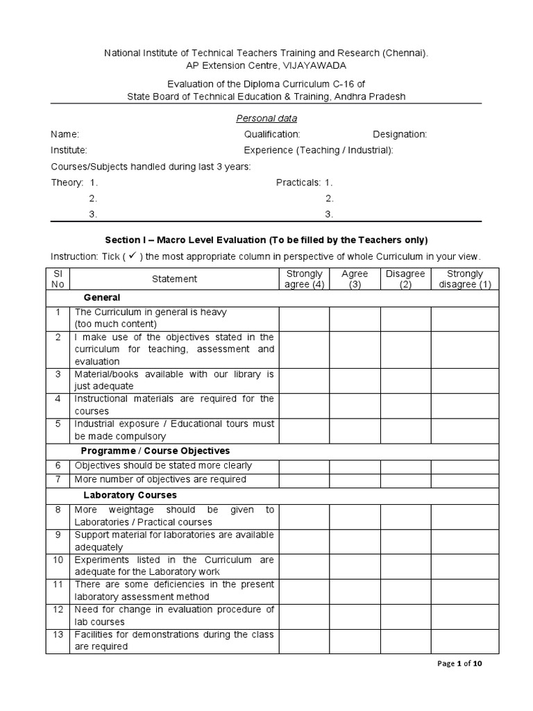 3 Curriculum Evaluation Response Sheets | PDF | Curriculum ...