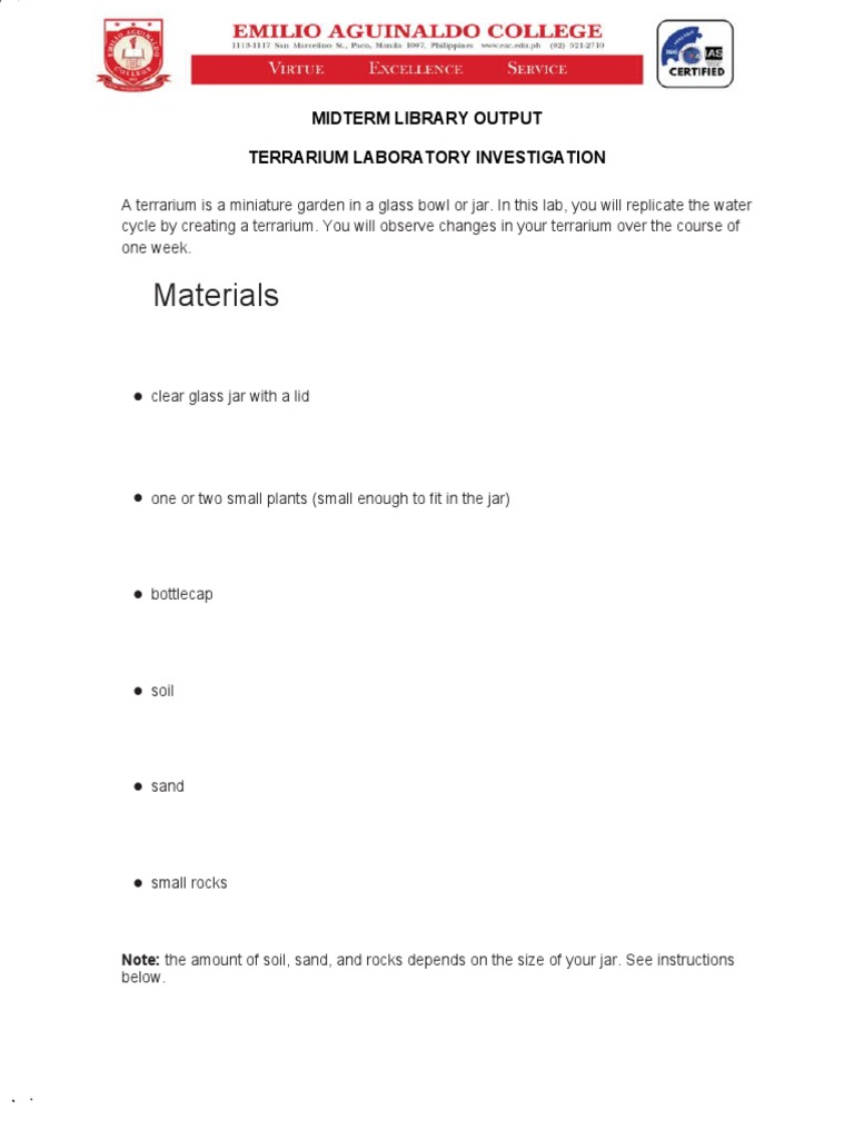 Terrarium Lab Investigation | PDF | Evaporation | Water