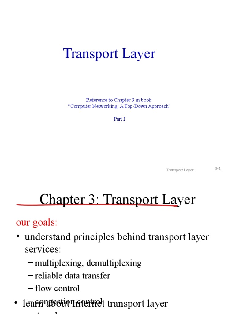 Transport Layer: Reference To Chapter 3 in Book "Computer Networking: A Top-Down Approach" | PDF ...