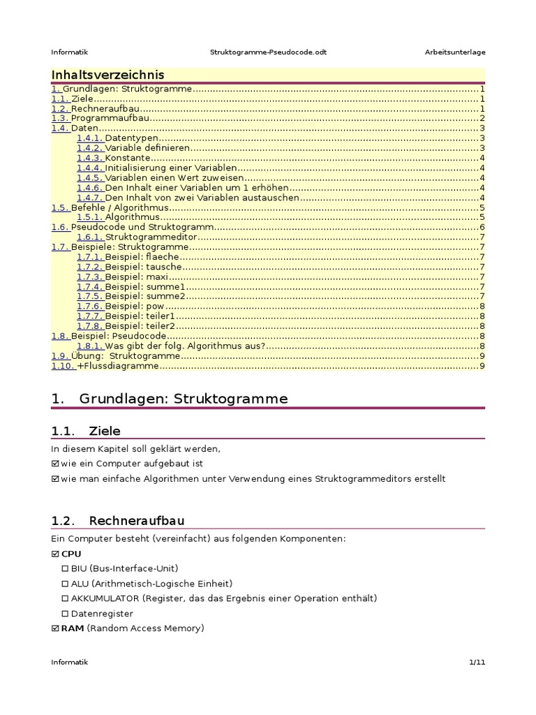 01 Struktogramme Pseudocode | PDF