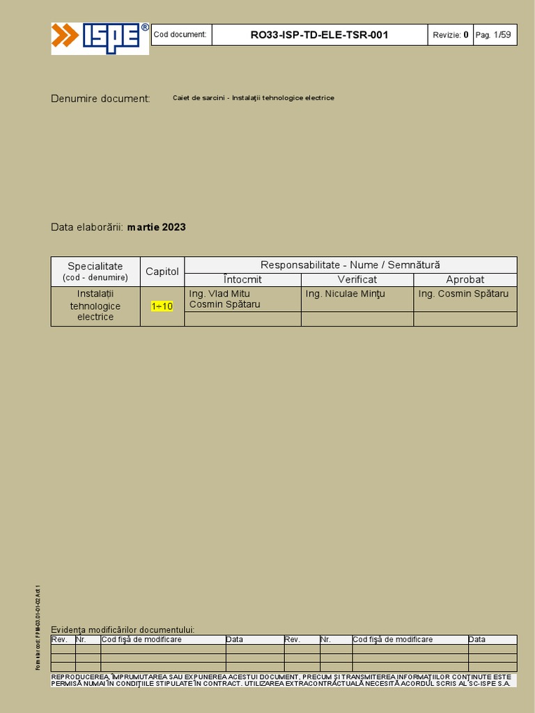 Denumire Document:: RO33-ISP-TD-ELE-TSR-001 | PDF