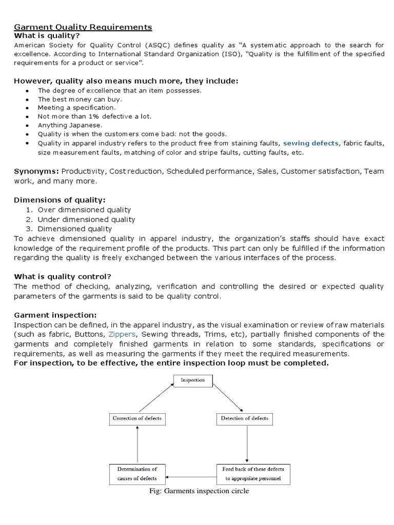 Unit-2 AM, Garment Quality Requirements | PDF | Statistics | Textiles