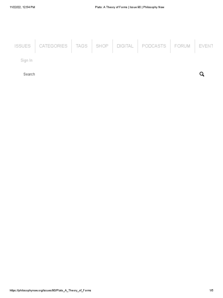 Plato - A Theory of Forms - Issue 90 - Philosophy Now | PDF | Plato | Idea