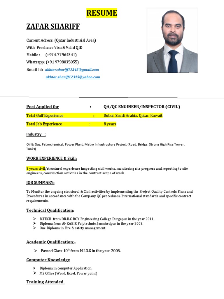 Zafar CV Qatar | PDF | Quality Assurance | Business