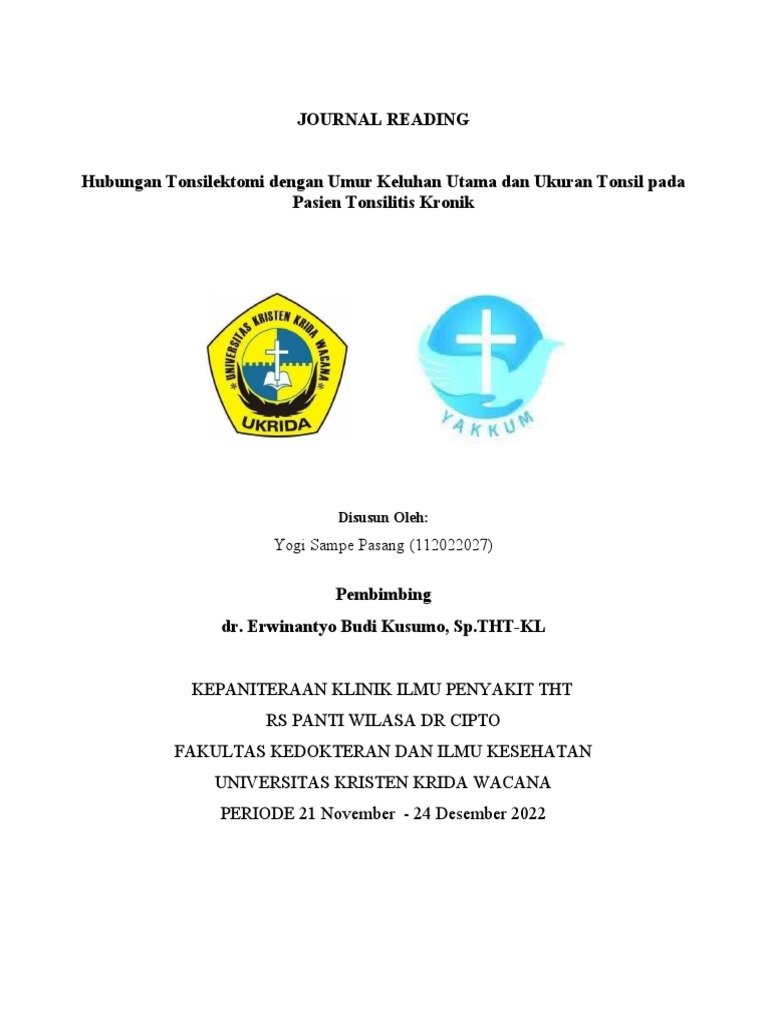 Jurnal Reading-Hubungan Tonsilektomi Dengan Umur Keluhan Utama Dan ...